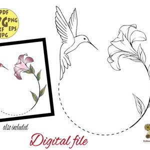 Botanical Circle Frames With Hummingbird Lily and Leaves Svg File ...