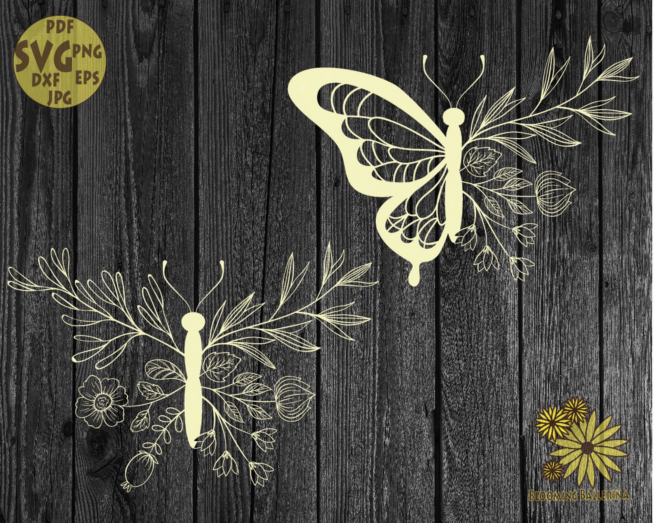 Botanical Leaves Butterfly Svg Butterfly svg file | Etsy