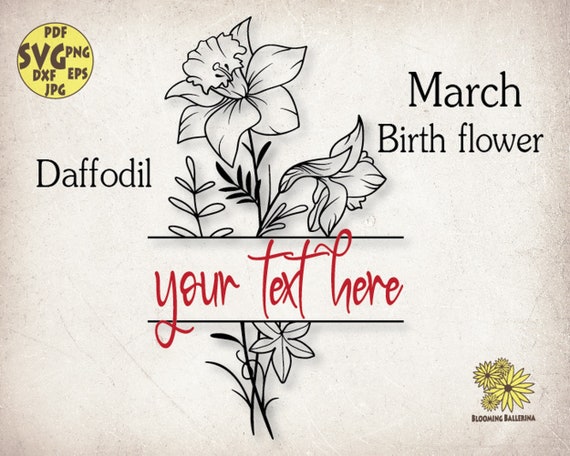 Monogram Daffodil Birth Flower Bouquet Svg File March Birth - Etsy