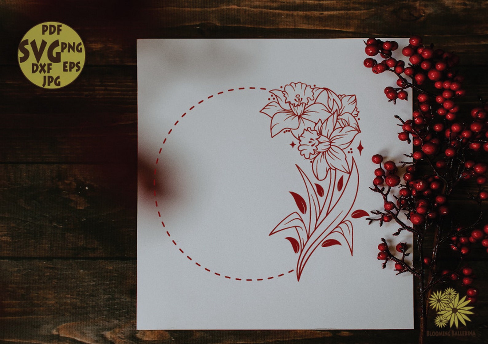Daffodils Circle Frame Svg File, Flower Circle Frame Svg, Flower ...