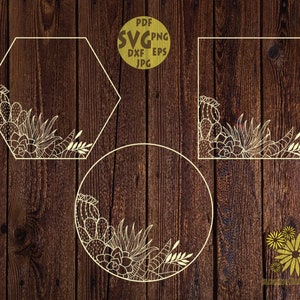Cactus Frames Svg, Suculent Frame Svg, Bundle Cactus Svg, Monogram ...