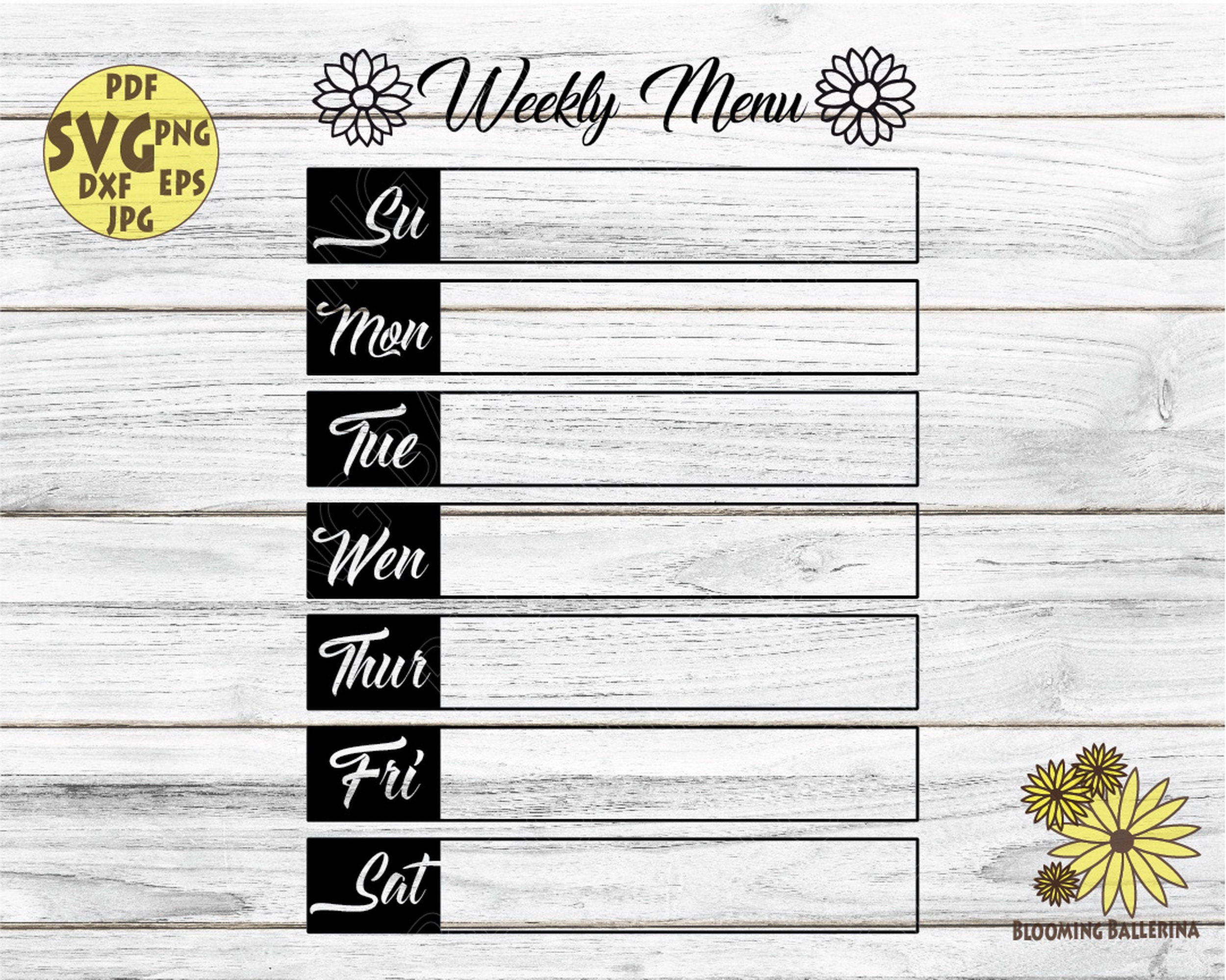 Weekly Menu Svg Cooking Svg Kitchen Decor Svg Kitchen Cut - Etsy