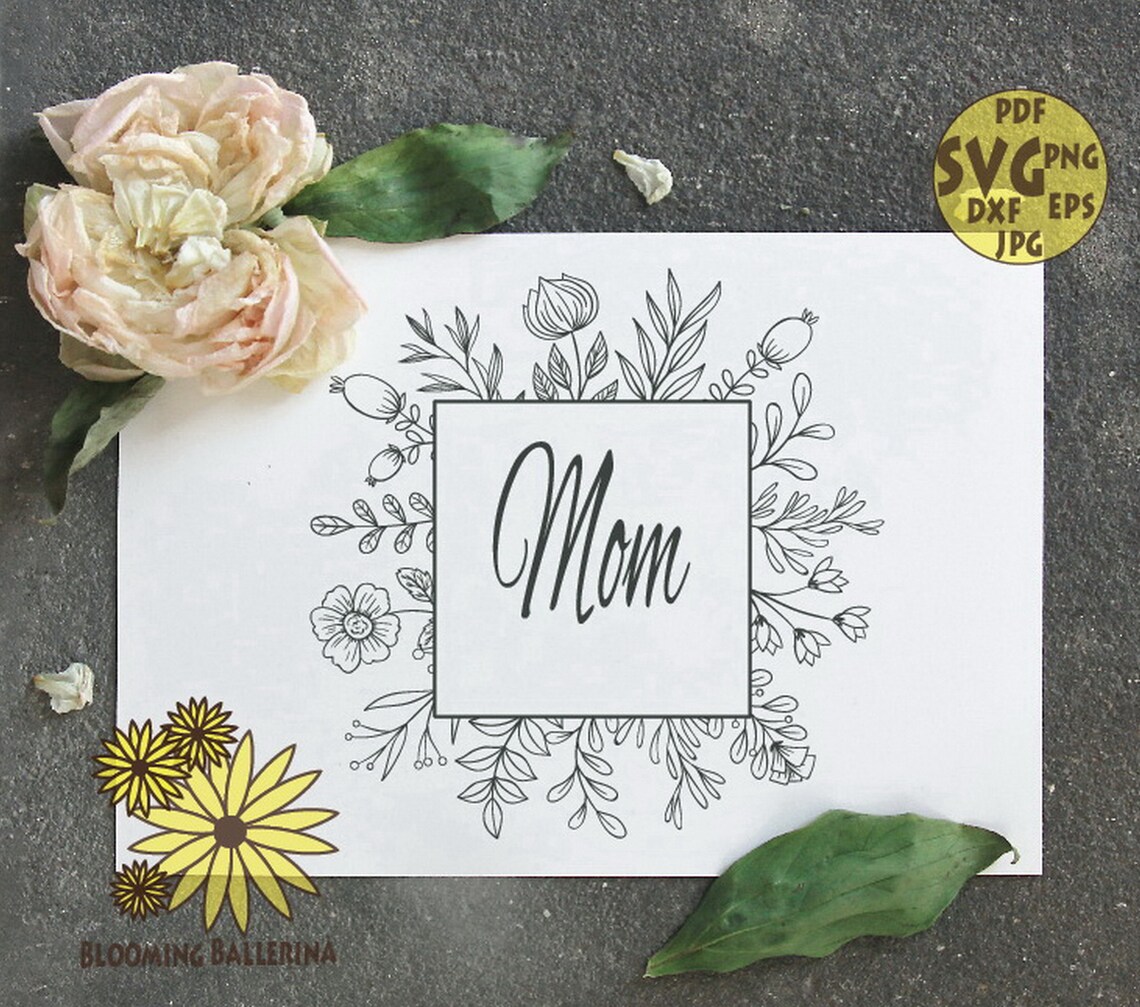 Botanical Square Frames Svg Wildflowers Frames Svgdiamond - Etsy