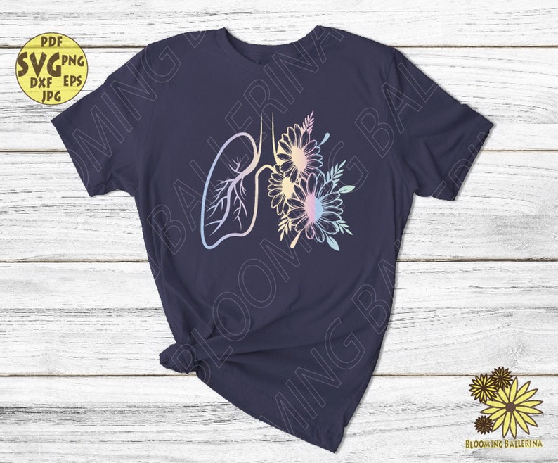 Floral Human Lungs With Daisies and Leaves Svg File, Daisy Svg, Just ...