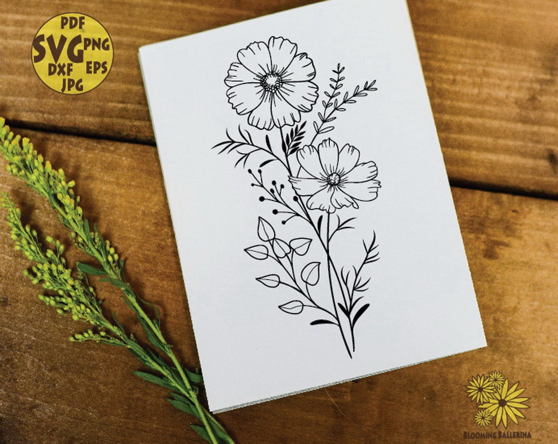 Cosmos Flower Bouquet Svg File, October Birth Flower Svg, Libra Svg ...