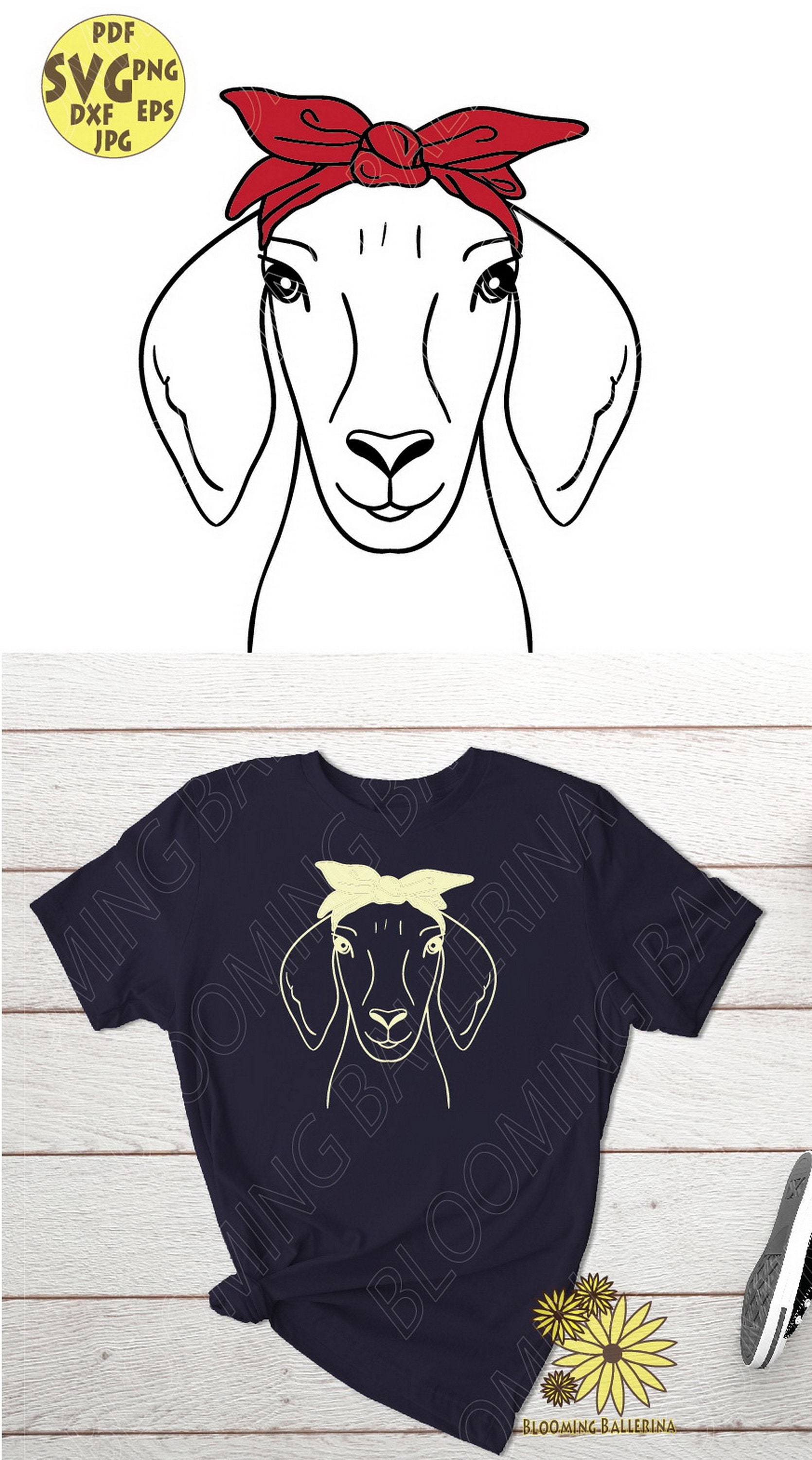 Goat Svg Goat With Red Bandana Svg Animal Bandana Svg - Etsy