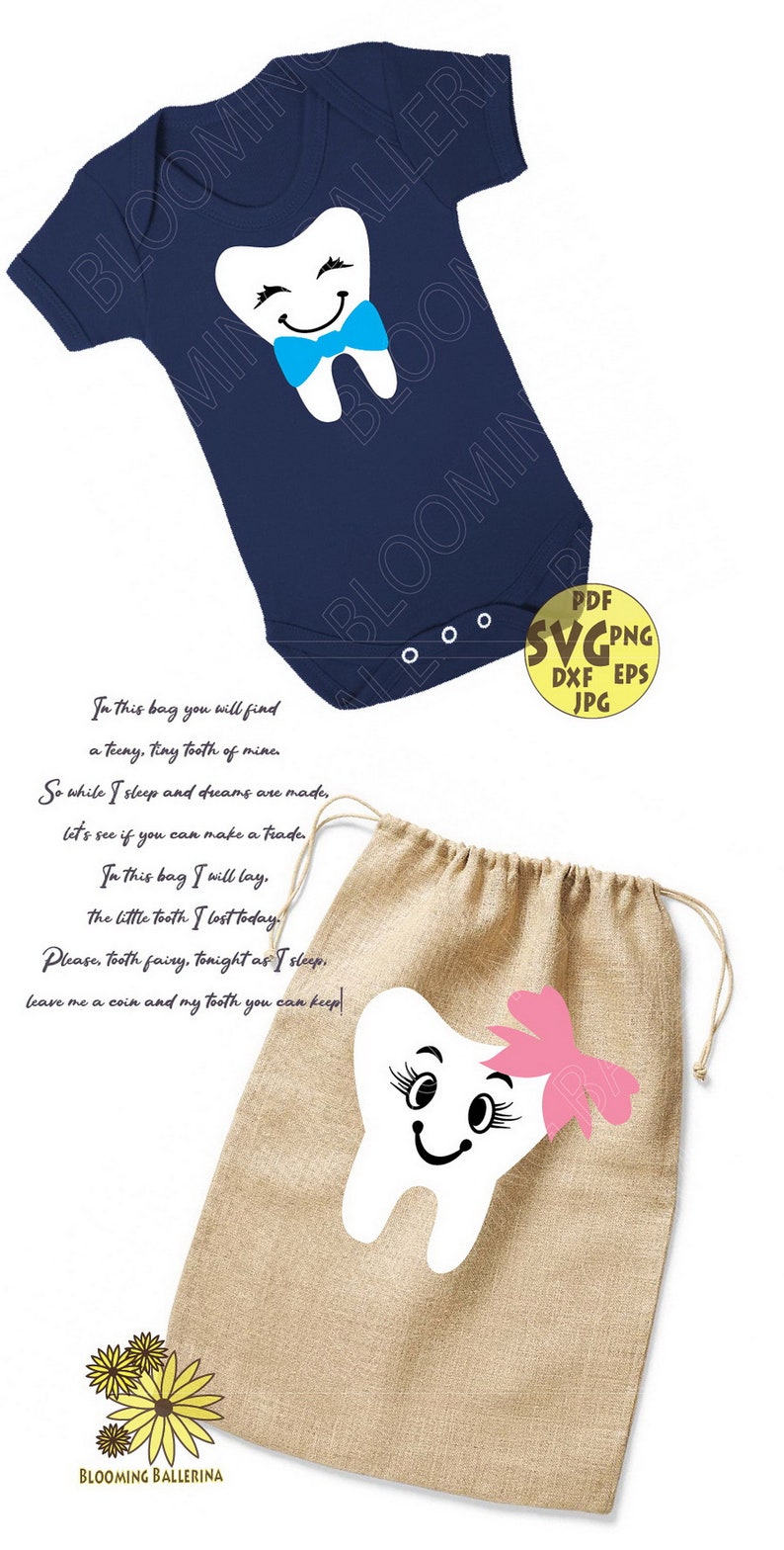 Girl and Boy Tooth Svg Tooth Fairy Bag SVG White Tooth SVG - Etsy