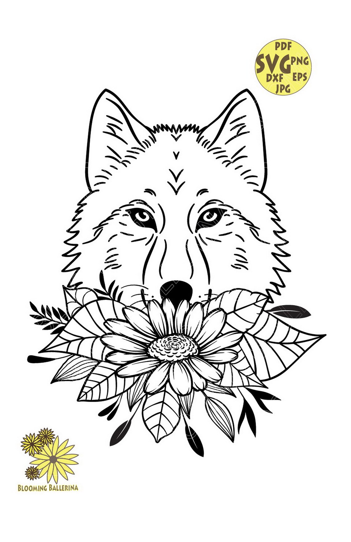 Flower Wolf Svg Floral Wolf Svg Wolfclipart Woodland | Etsy