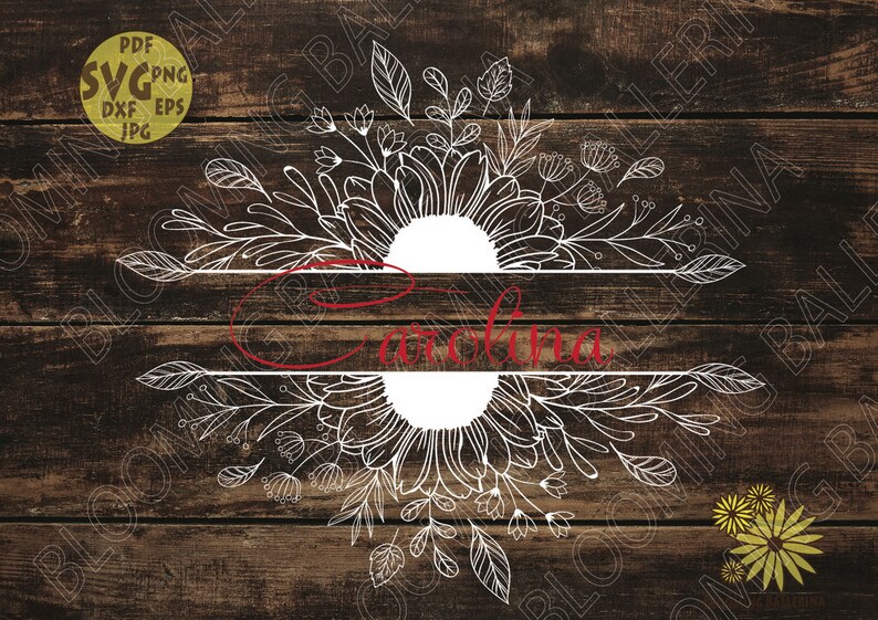 Sunflower Svg Sunflower Monogram With Botanical Plants Svg | Etsy