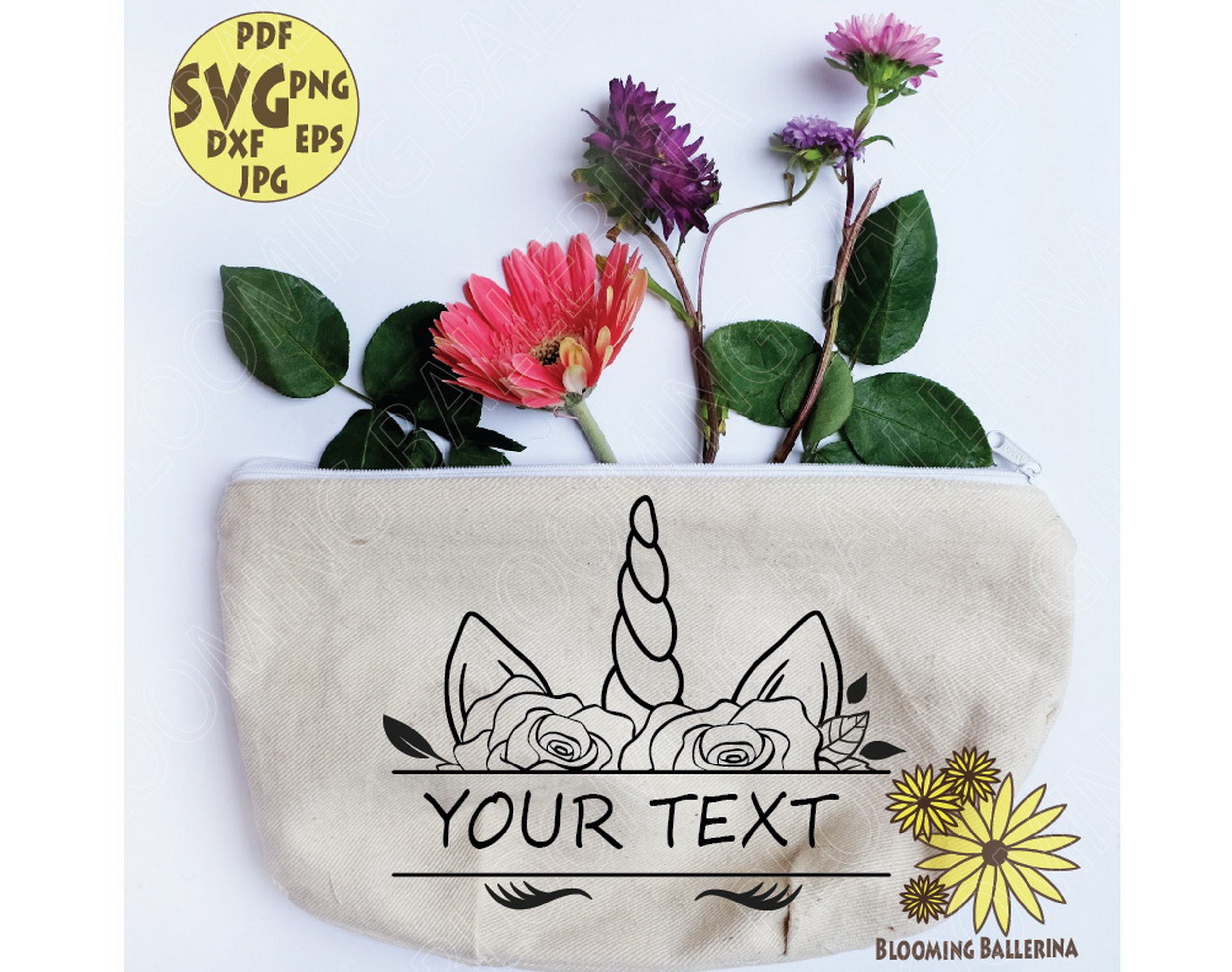 Flower Unicorn face with roses and leaves svg file Floral | Etsy