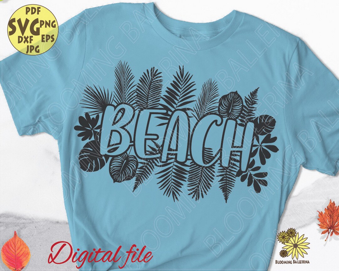 Beach Word Tropical Leaves Svg Beach Svg Beach Life Svg - Etsy