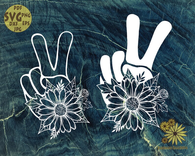 Floral Peace Sign Svg Hippie Svg Peace Sign Svg Daisy - Etsy