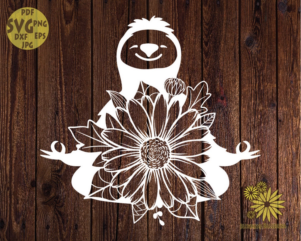 Sloth Svg Meditation Svg Floral Svg Botanical Svg Daisy - Etsy