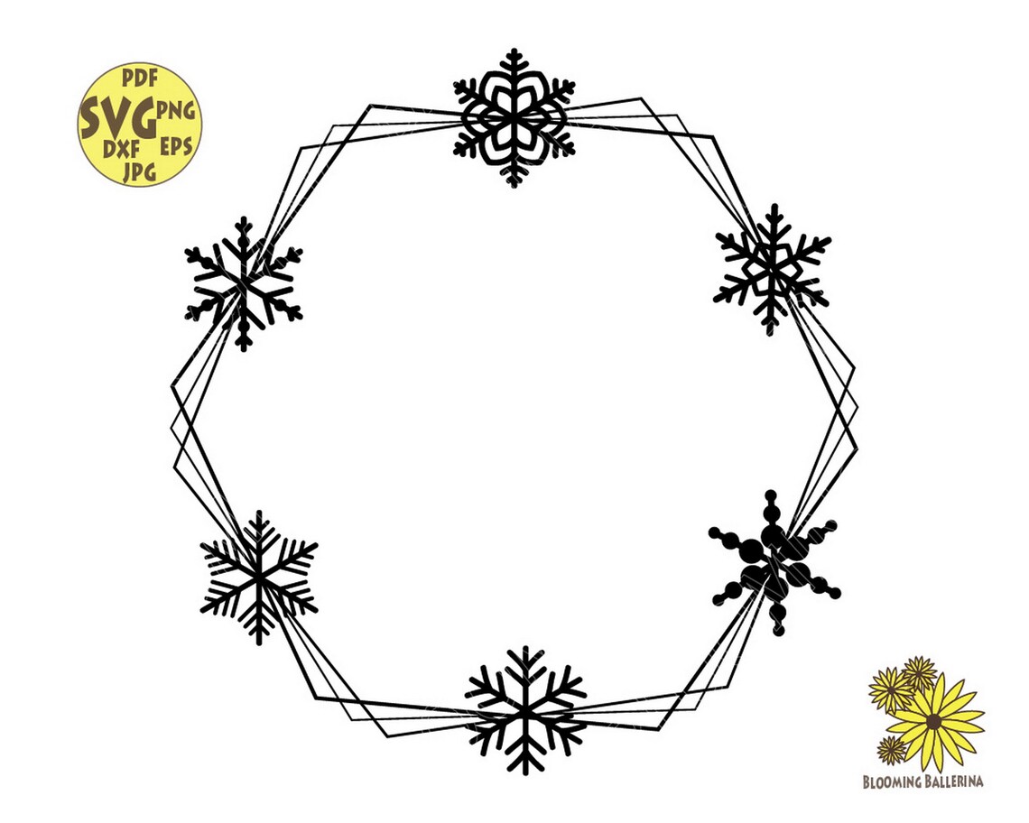 Christmas Frame Svg Hexagonal Frames Svg Frame Snowflakes - Etsy