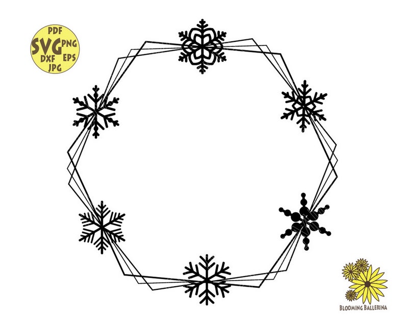 Christmas Frame Svg Hexagonal Frames Svg Frame Snowflakes - Etsy