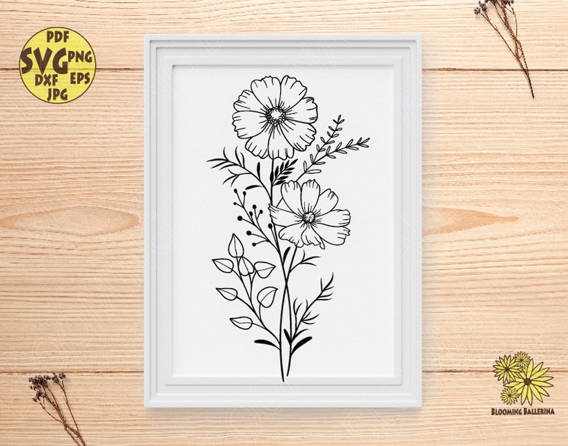Cosmos Flower Bouquet Svg File, October Birth Flower Svg, Libra Svg ...