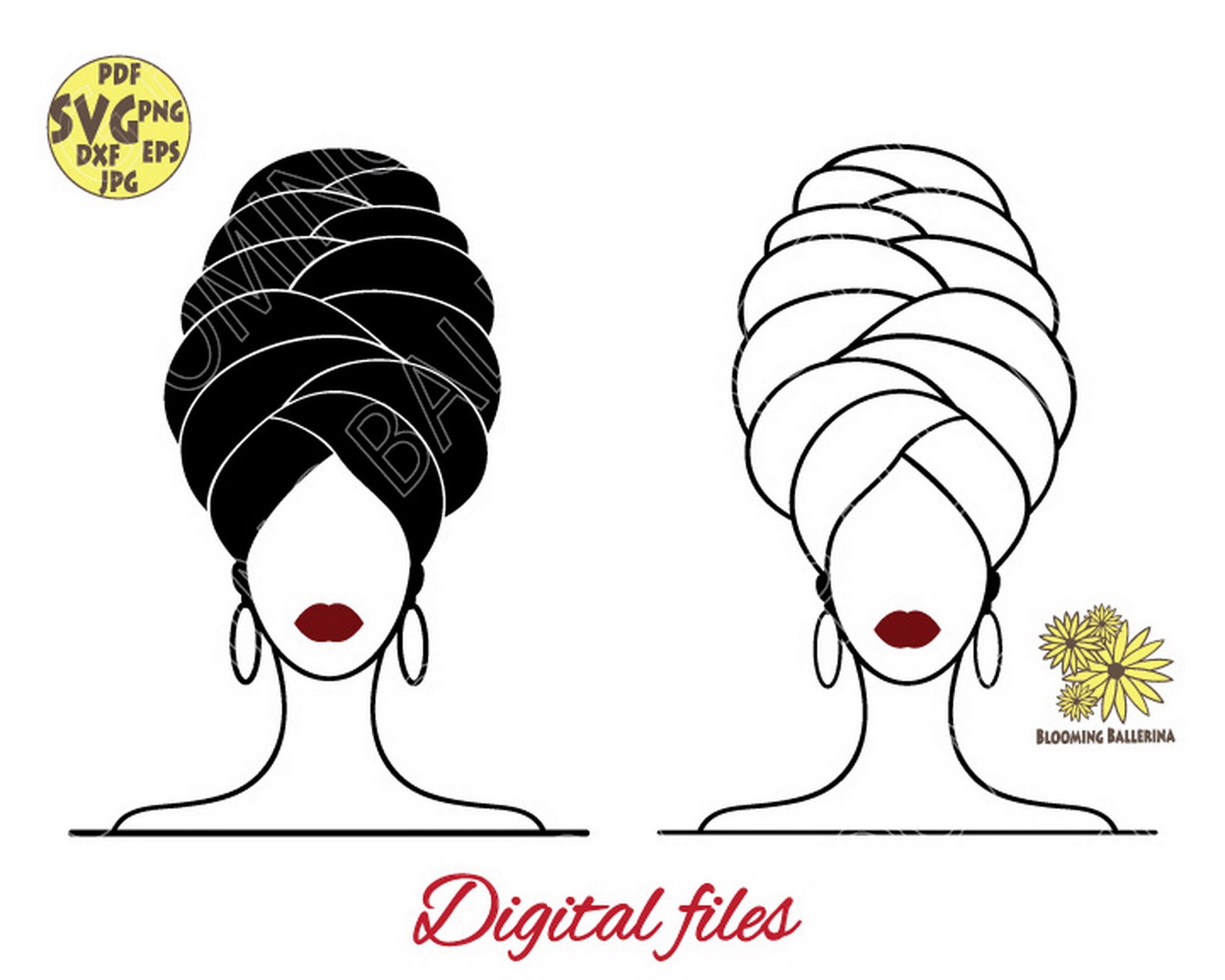 Black Woman Head Wrap Svg File African American Svg Black | Etsy