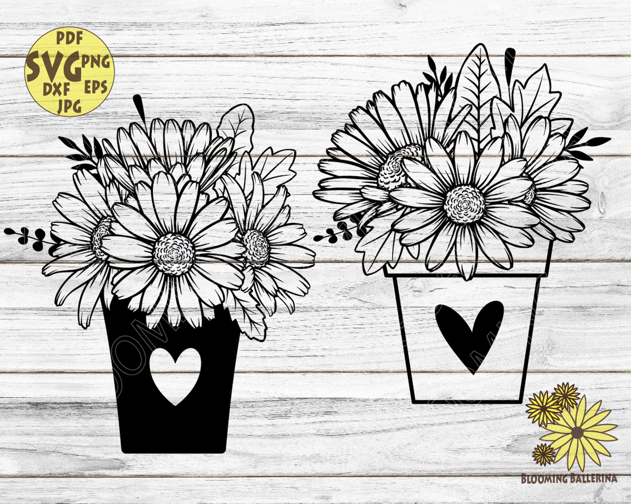 Flower Pot Svg Floral Svg Daisy Svg Plants Svg Bundle Svg | Etsy UK