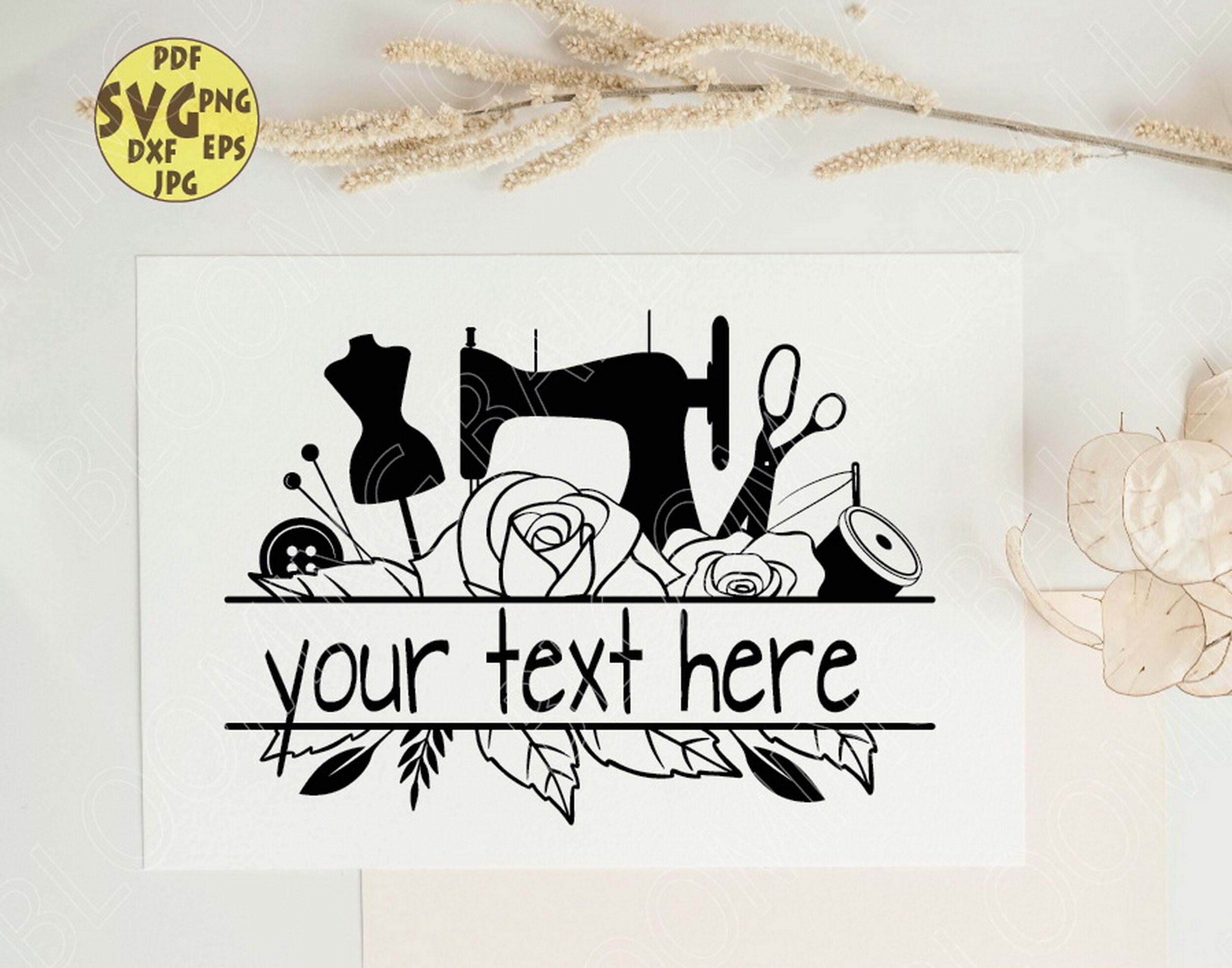 Split Monogram Tailor Set Svg Flower Sewing Machine Monogram - Etsy