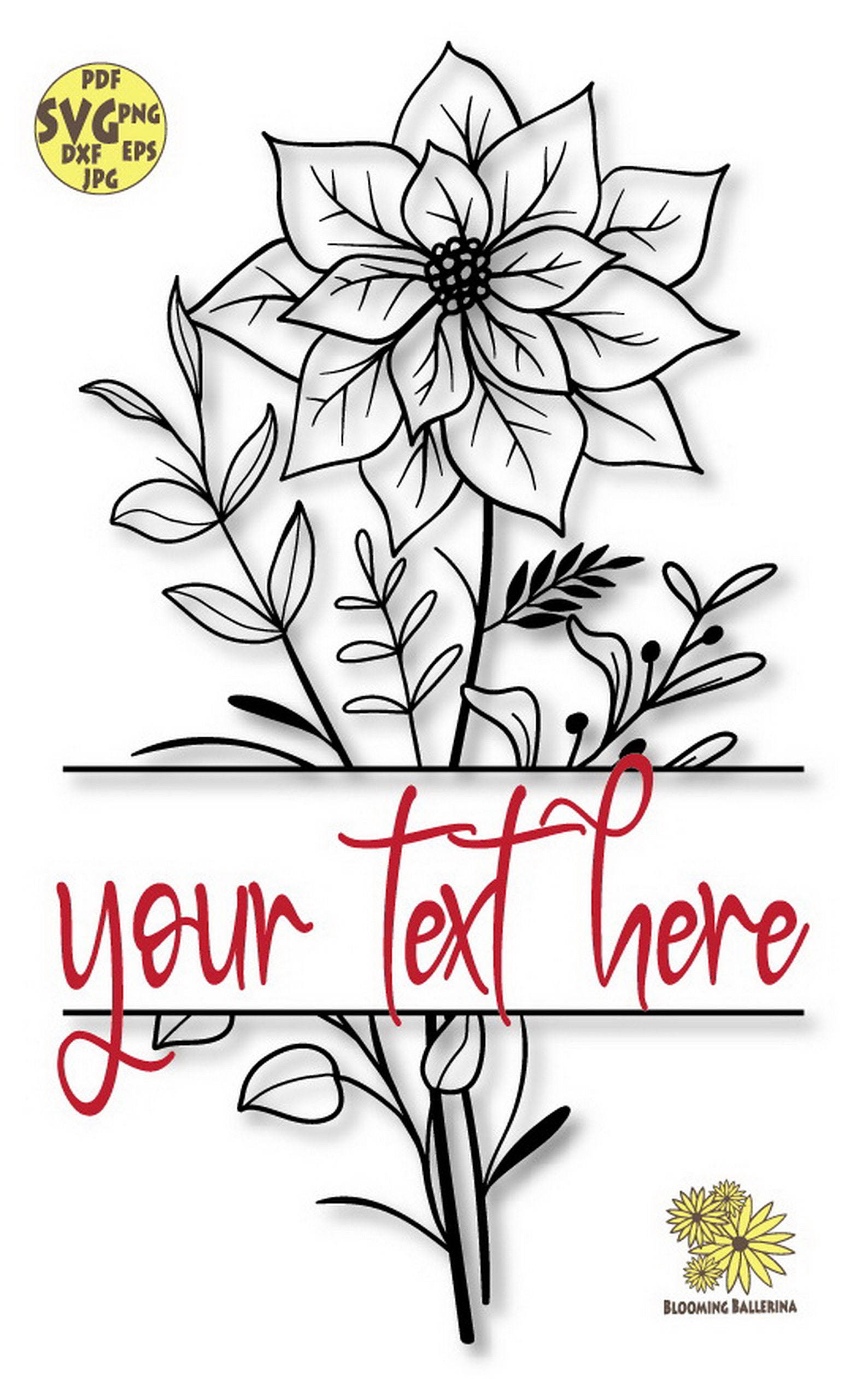 Monogram Poinsettia Birth Flower Svg File December Birth - Etsy