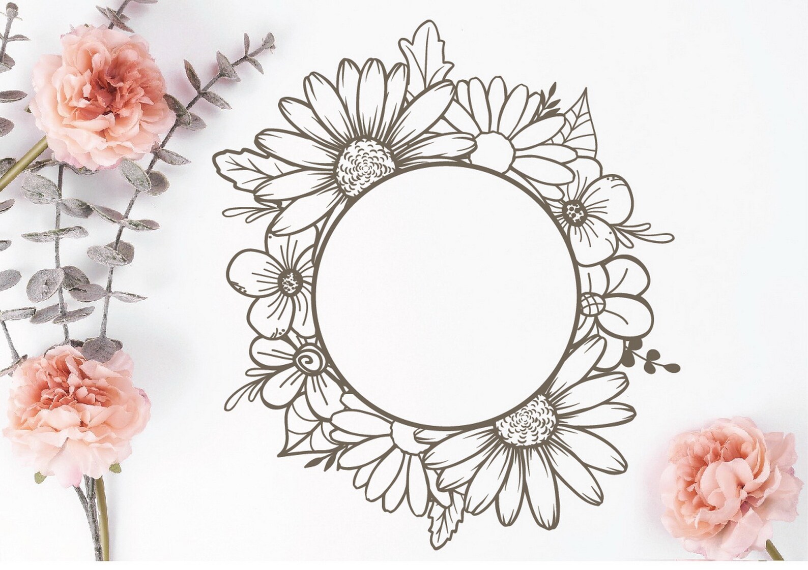 Floral Borders Svg Floral Svg Daisy Svg Monogram Frame Svg - Etsy