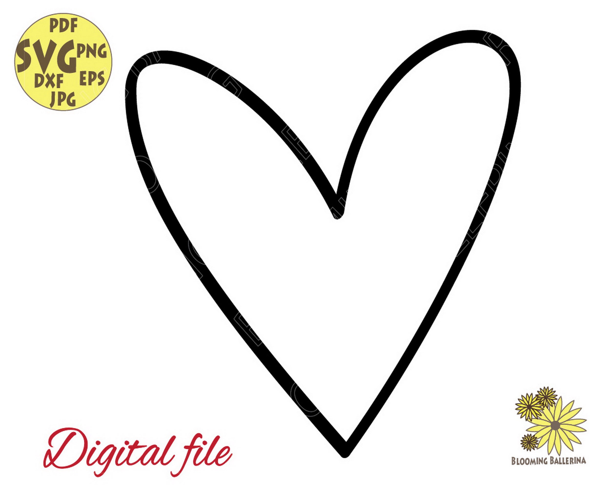 Dibujado a mano corazón svg Corazón Svg Amor Signo Svg | Etsy