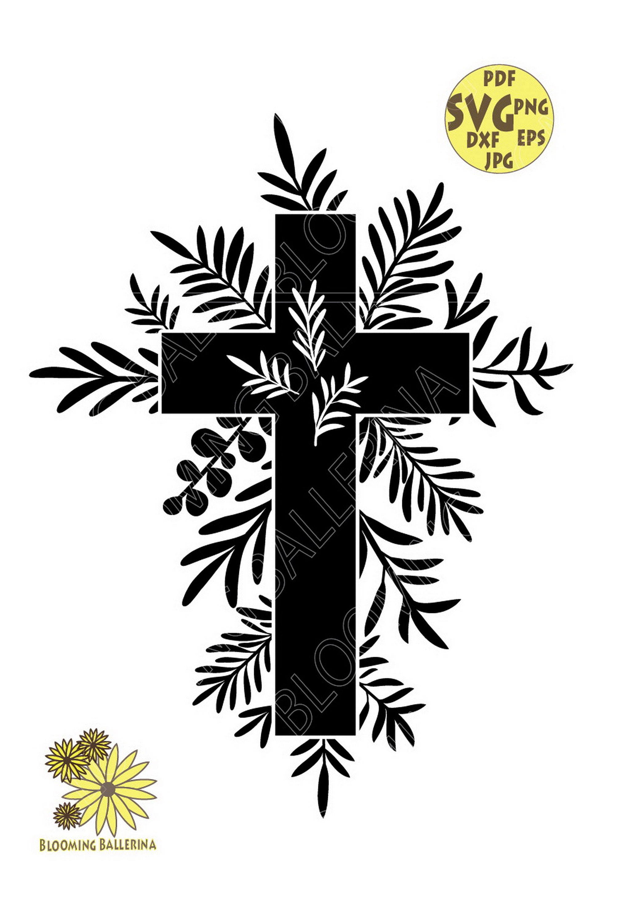 Cross Leaves SVG, Leaf Cross SVG File, Cross Laurel,religious Svg ...