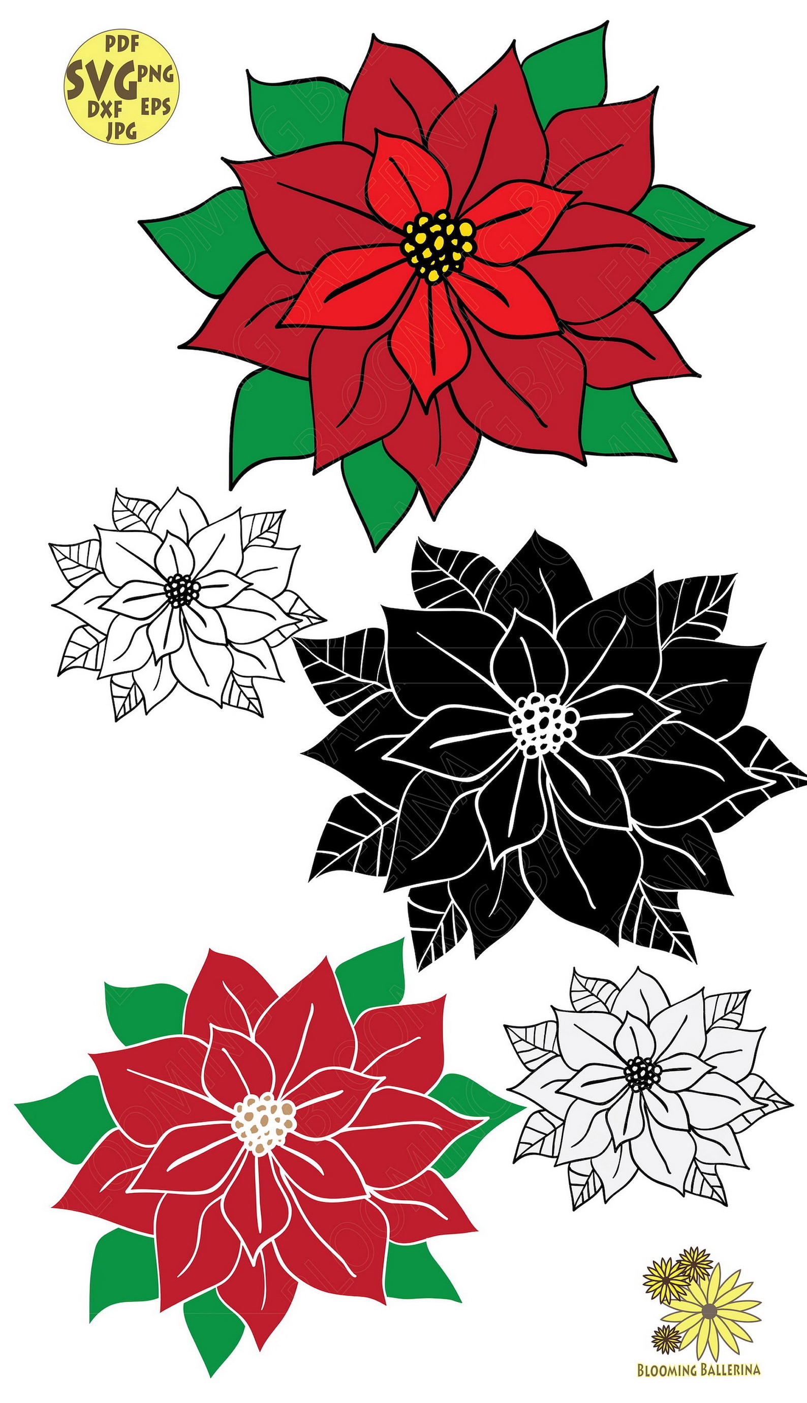 Christmas Flower Svg Poinsettia Svg Floral Svg Flower Svg - Etsy