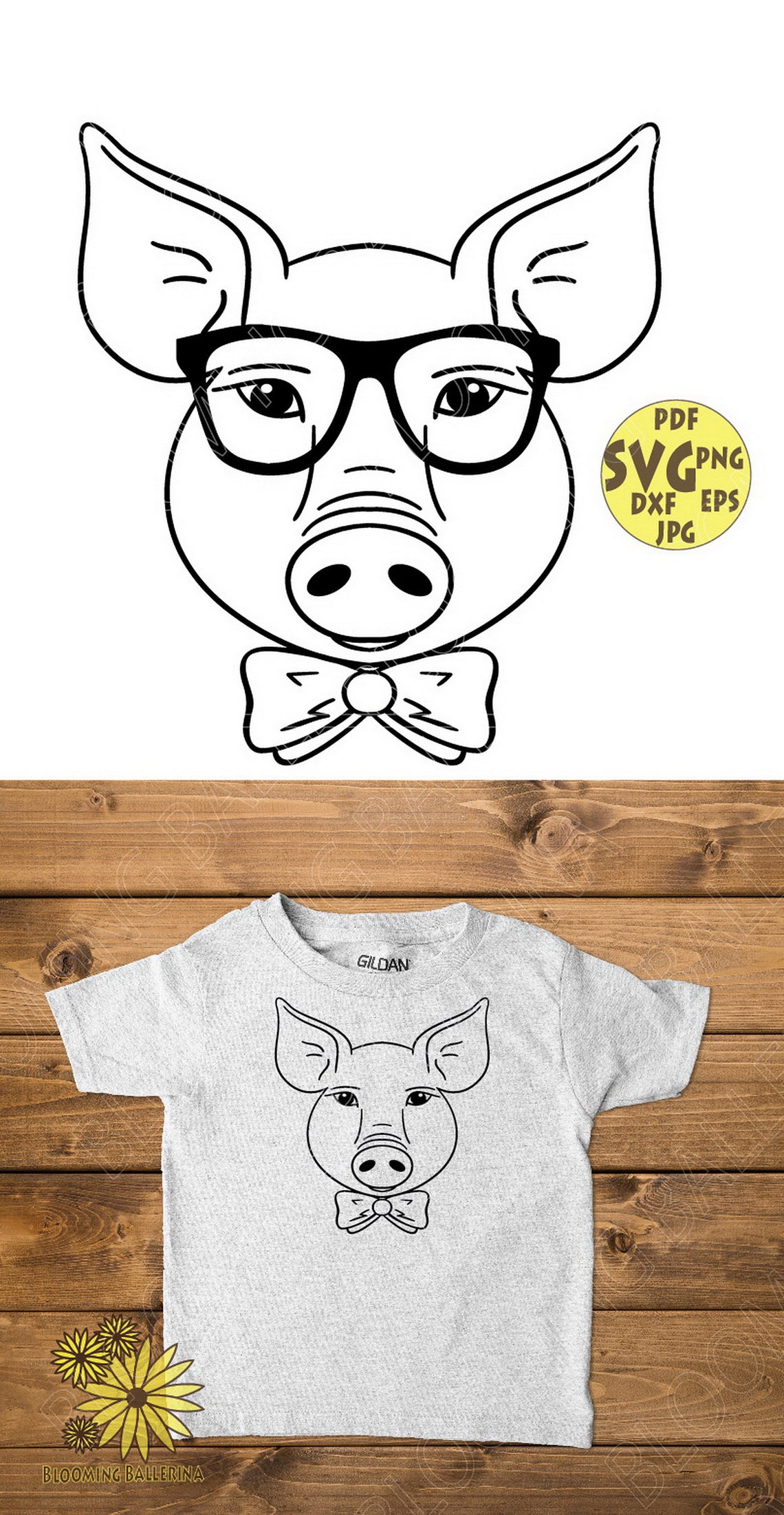 Pig Svg Pig With Glasses Svg Pig With Bowtie Svg Farm Svg - Etsy