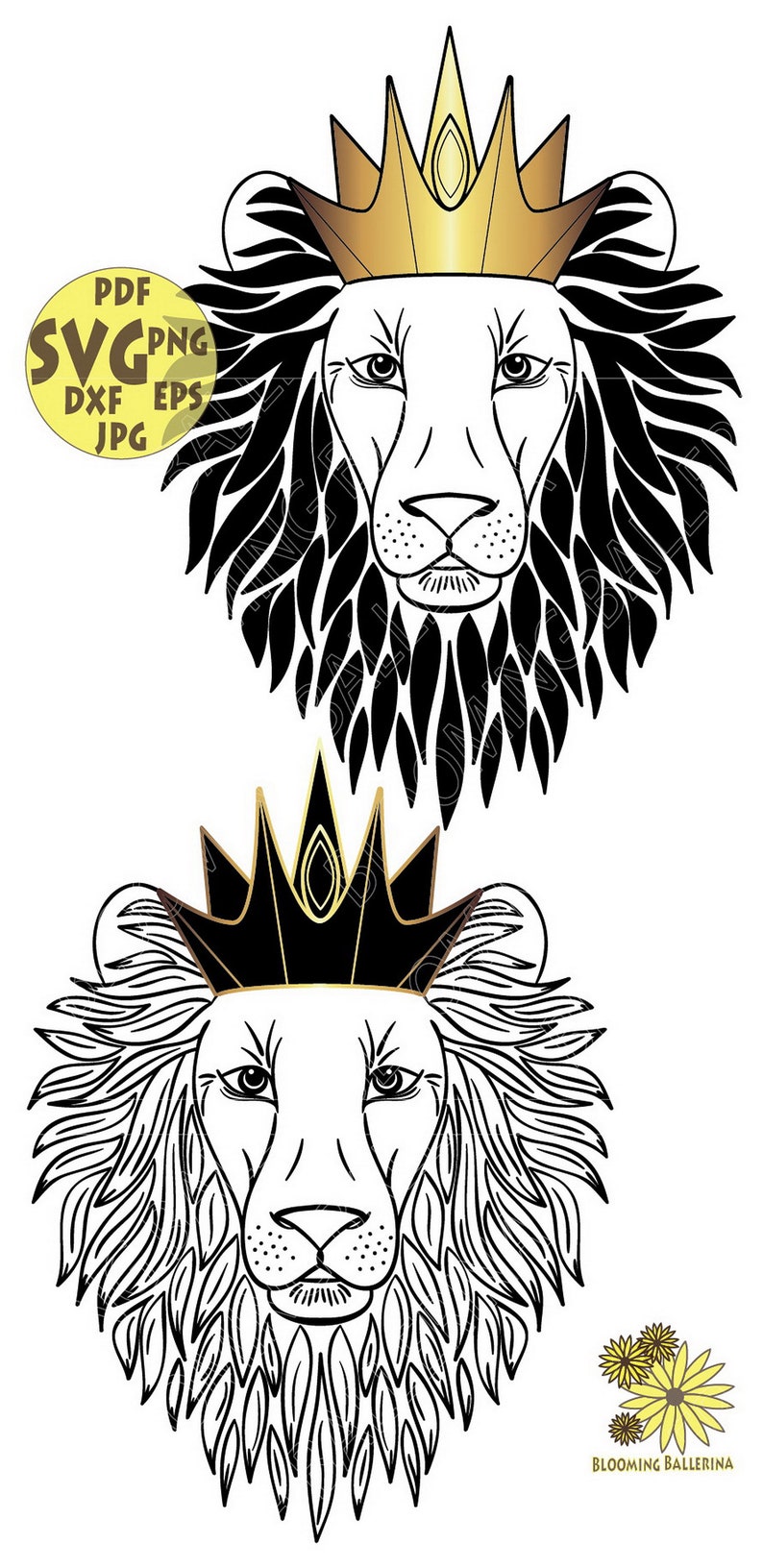 Lion Svg Lion With Crown Svg Lions Svg Bundle Digital - Etsy
