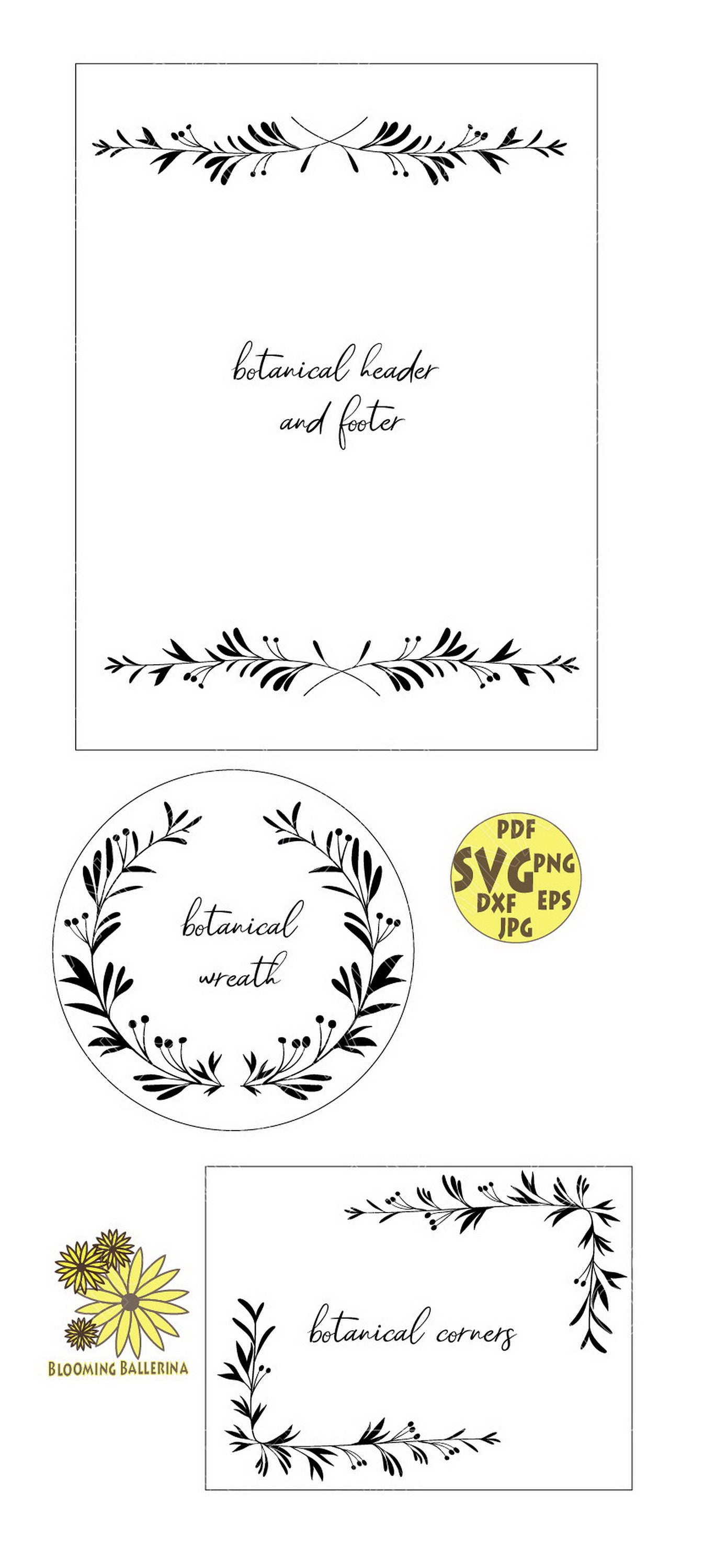 Botanical Frames Svg Wreath Svg Dividers Svg Header and - Etsy
