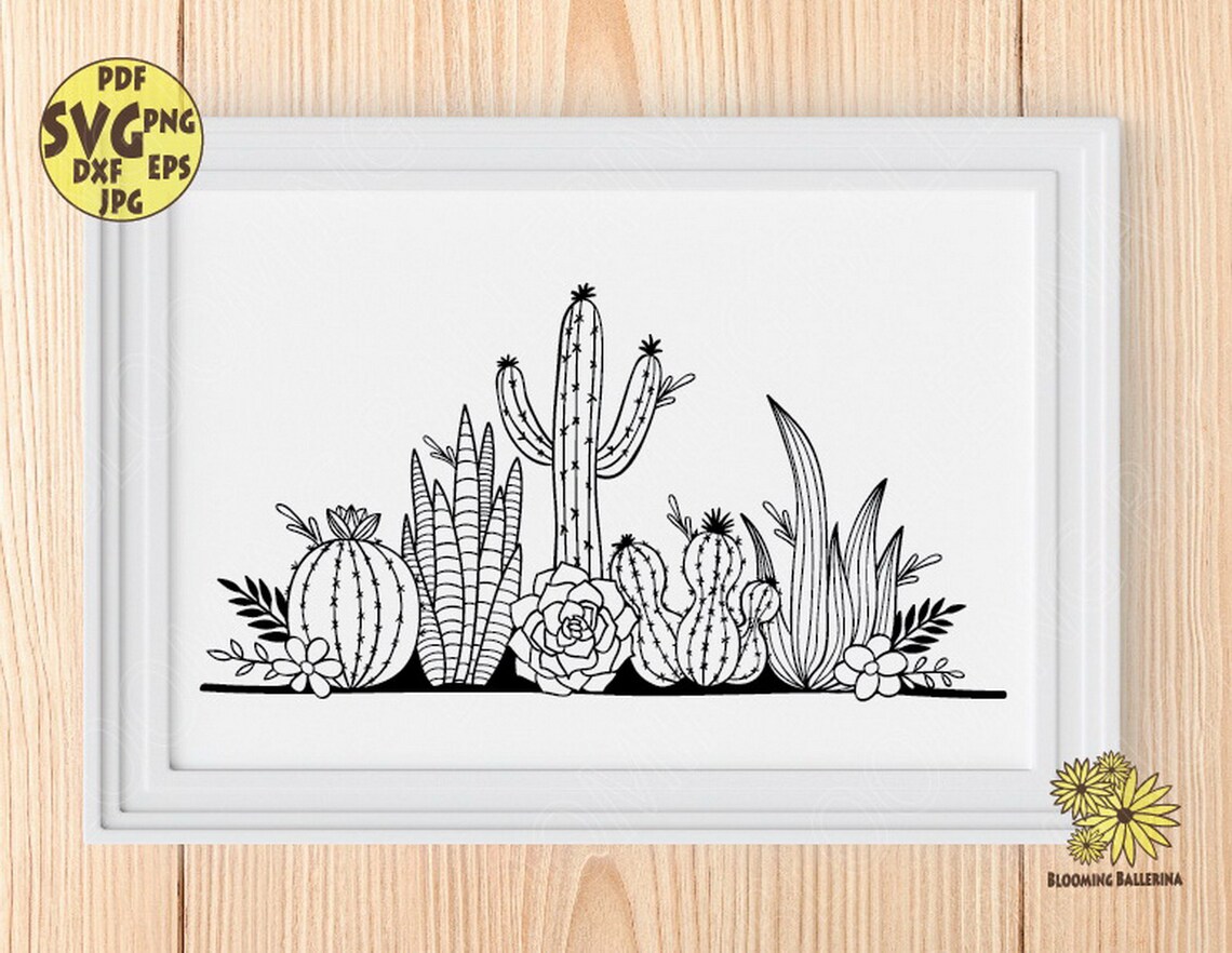 Cactus Scene Svg Bundle Cactus Svg Cactus Flower Svg - Etsy