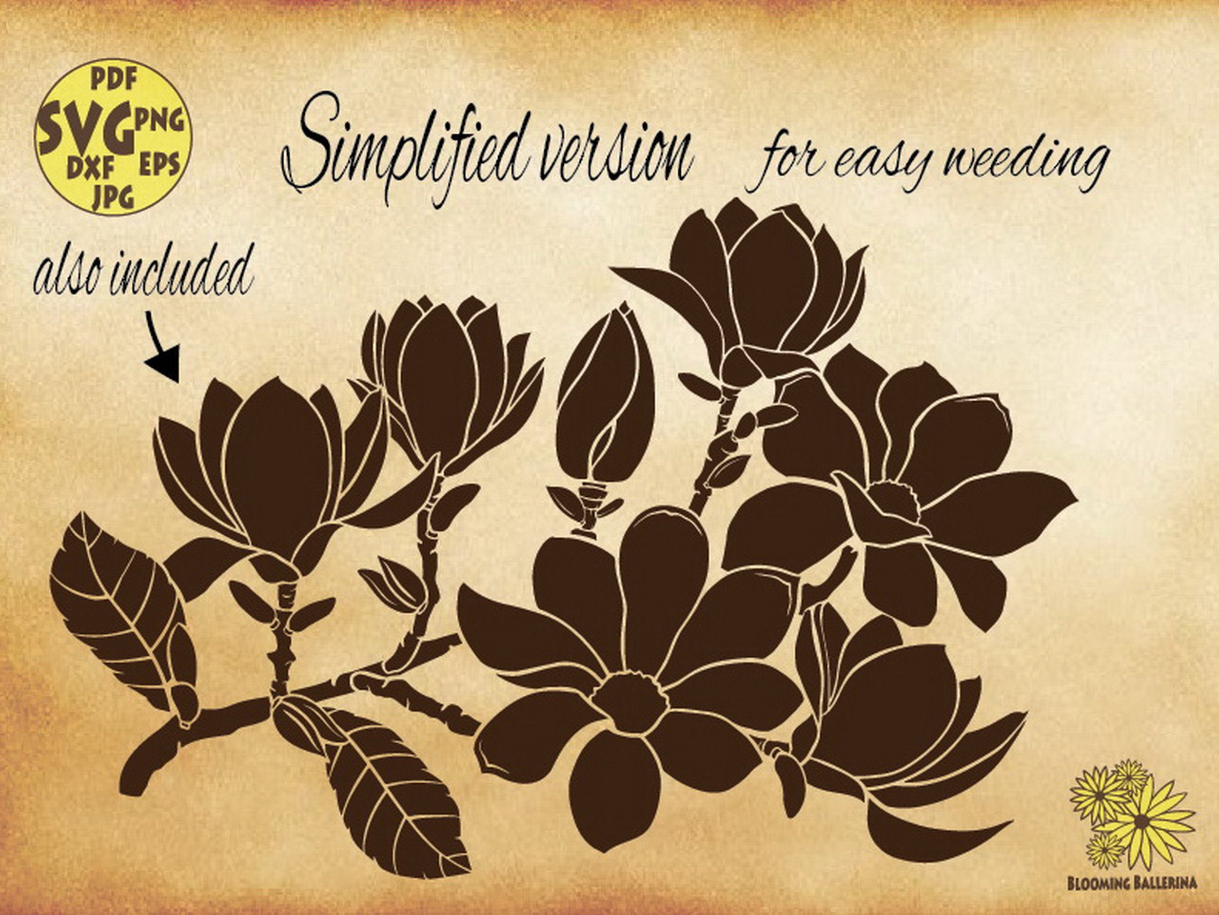 Magnolia Flowermagnolia Svg Magnolia Branch Svg Floral Svg - Etsy