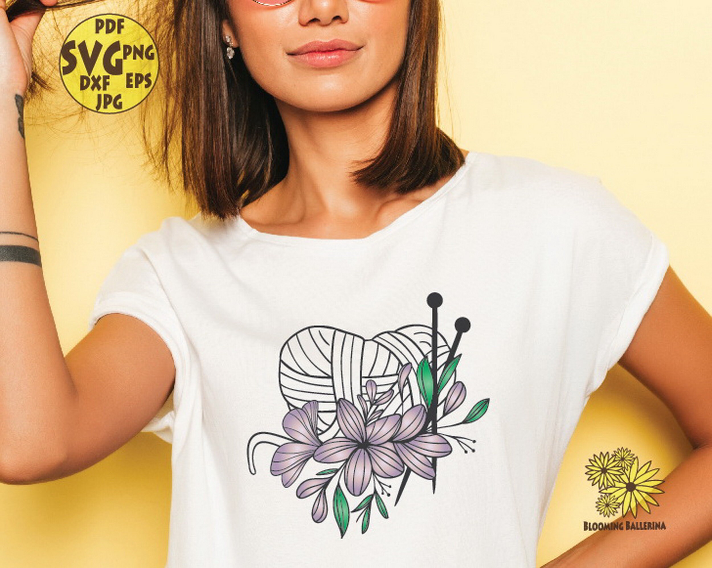 Knitting Svg Floral Yarn Ball Svg Flower Yarn Svg Knitting - Etsy