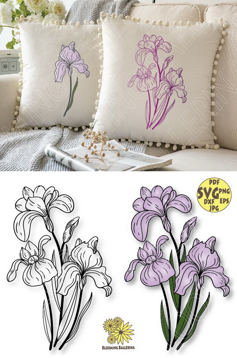 Iris Flower Bouquet Svg File February Birth Flower Svg Iris - Etsy