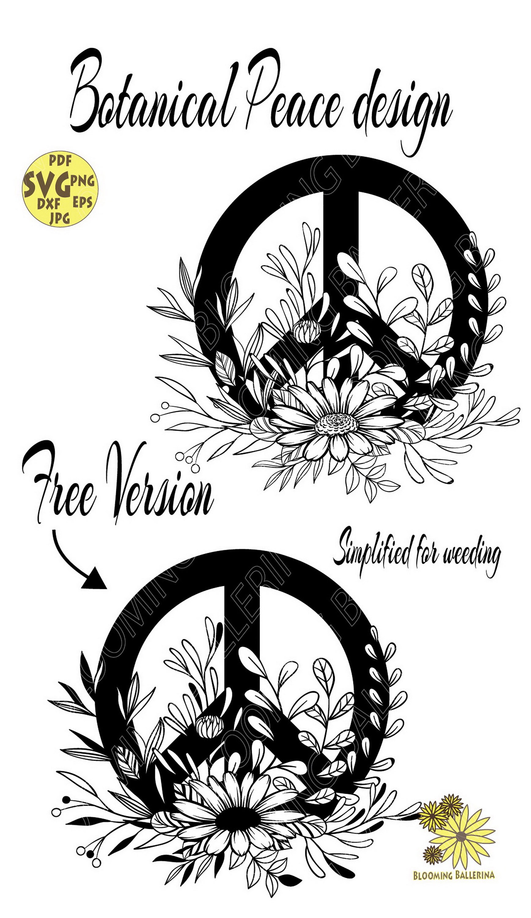 Peace Svg Botanical Peace Sign Svg Hippie Svg Floral Svg Etsy