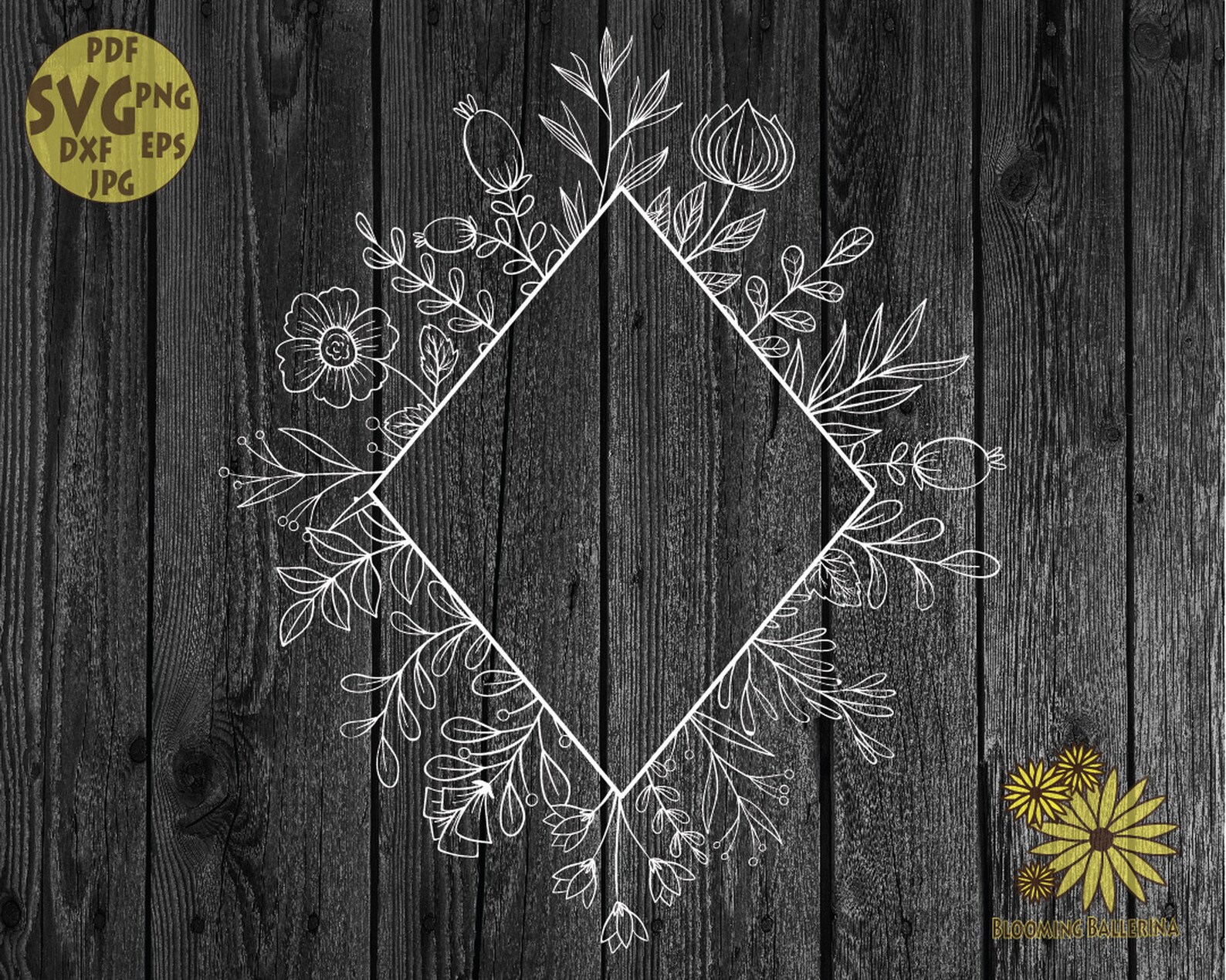 Botanical Square Frames Svg Wildflowers Frames Svgdiamond - Etsy