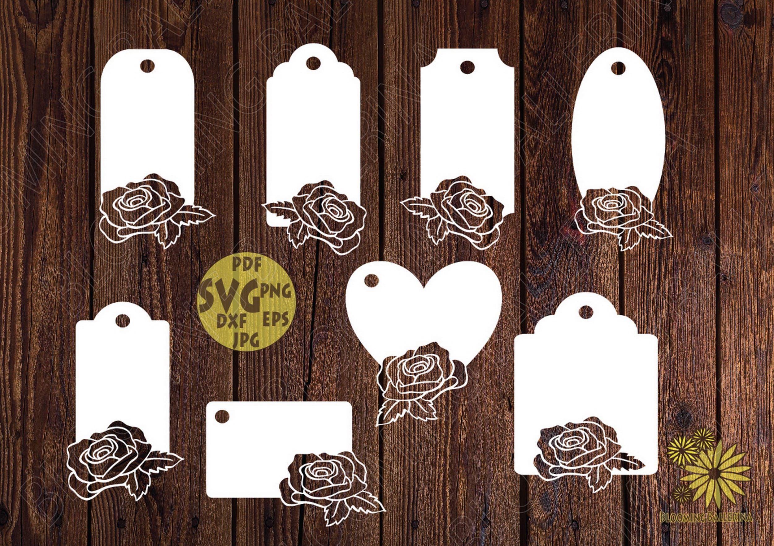 Flower Bundle Tags with Roses Svg file Gift Tags Svg Tags | Etsy