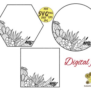 Cactus Frames Svg, Suculent Frame Svg, Bundle Cactus Svg, Monogram ...