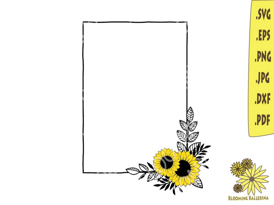 Sunflower Frame SVG, Wreath SVG File, Flower Wreath Svg, Flower ...