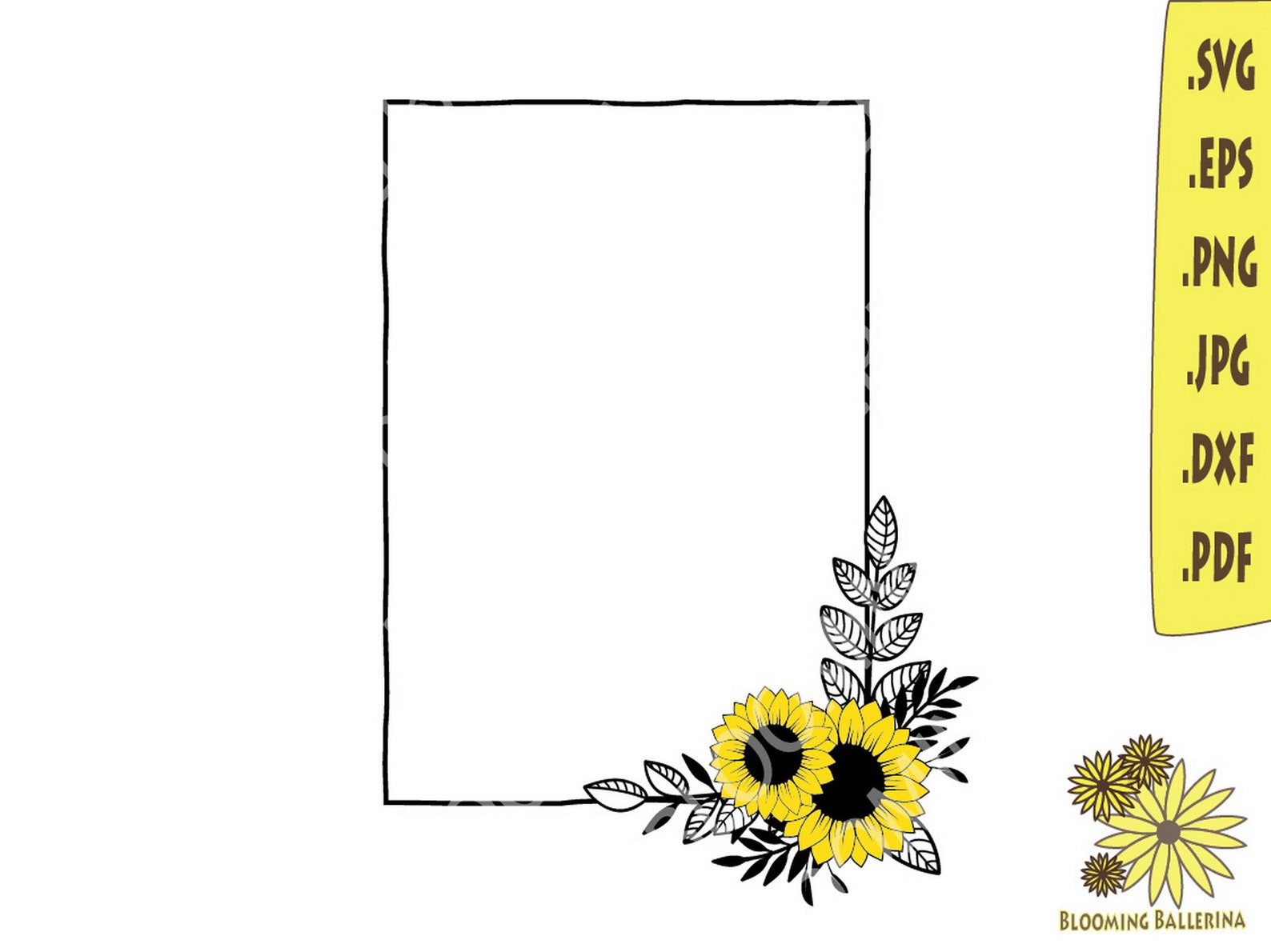 Sunflower Frame SVG, Wreath SVG File, Flower Wreath Svg, Flower ...