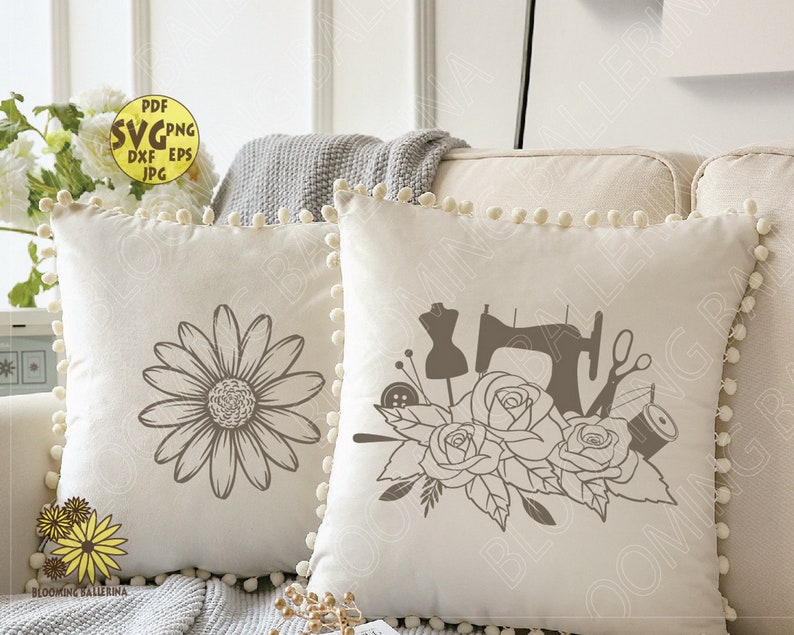 Split Monogram Tailor Set Svg Flower Sewing Machine Monogram - Etsy