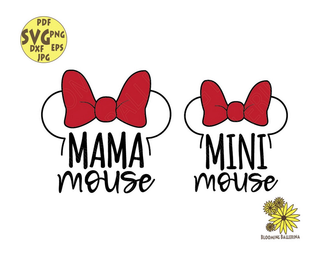 Mama Mouse Svg Mini Mouse svg Mom and daughter mouse svg | Etsy
