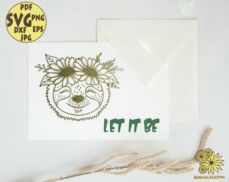 Sloth With Daisies Svg File Flower Sloth Svg Floral Sloth | Etsy