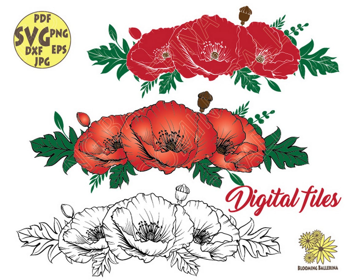 Poppy Flower Svg File Poppies Bundle Svg Poppy Decor Svg | Etsy