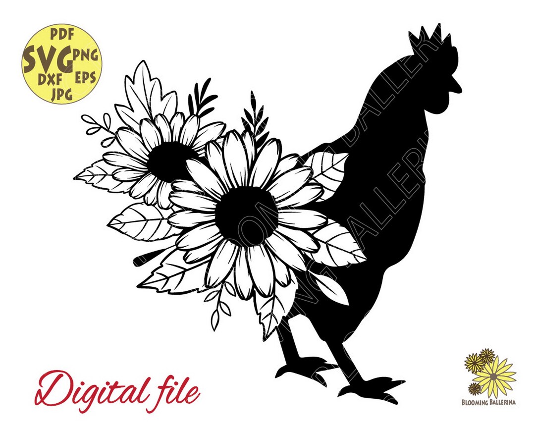 Flower Chicken Svg, Daisy Svg, Daisies Svg, Floral Chicken Download Svg ...