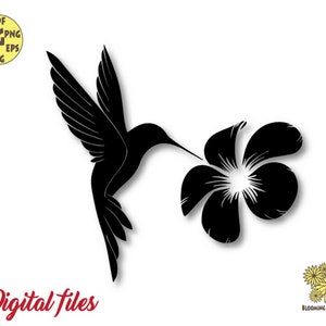 Humingbird Svg, Humingbird Scene Svg, Plumeria Svg, Tropical Flower ...