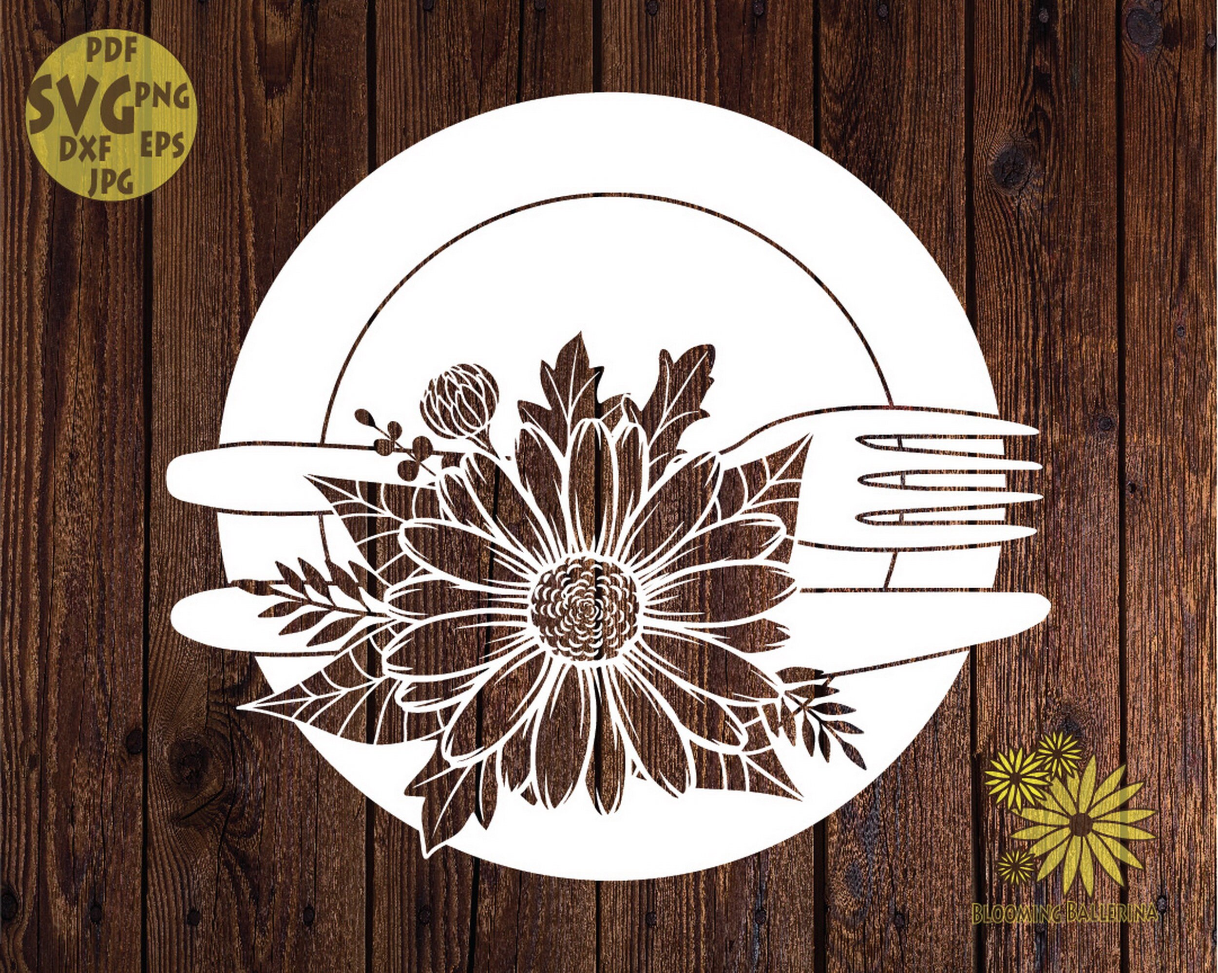 Floral Svg, Floral Plate Svg, Daisies Svg, Restaurant Svg, Cooking Svg ...