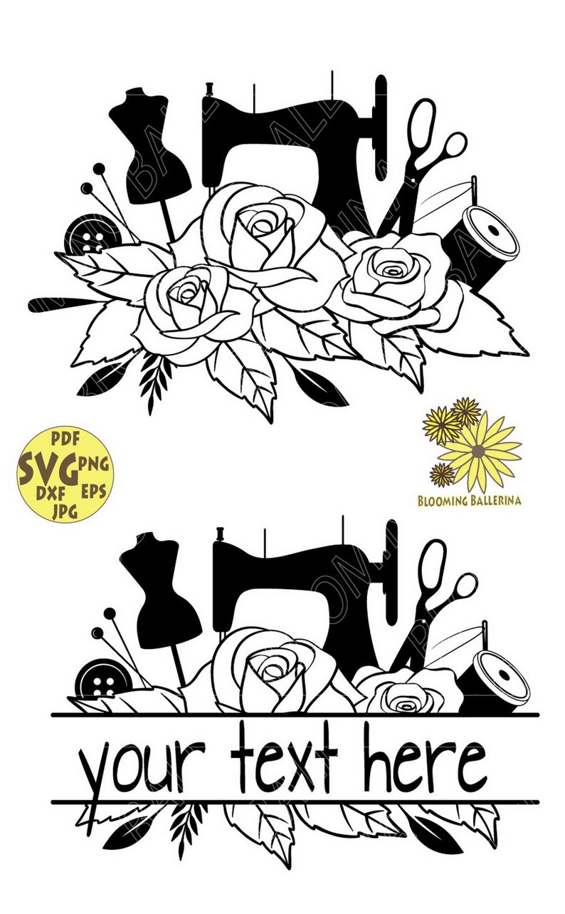 Split Monogram Tailor Set Svg Flower Sewing Machine Monogram - Etsy