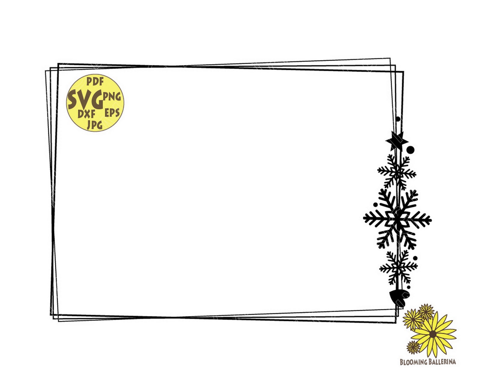 Christmas Frame Svg Rectangular Frames Svg Frame Snowflakes - Etsy